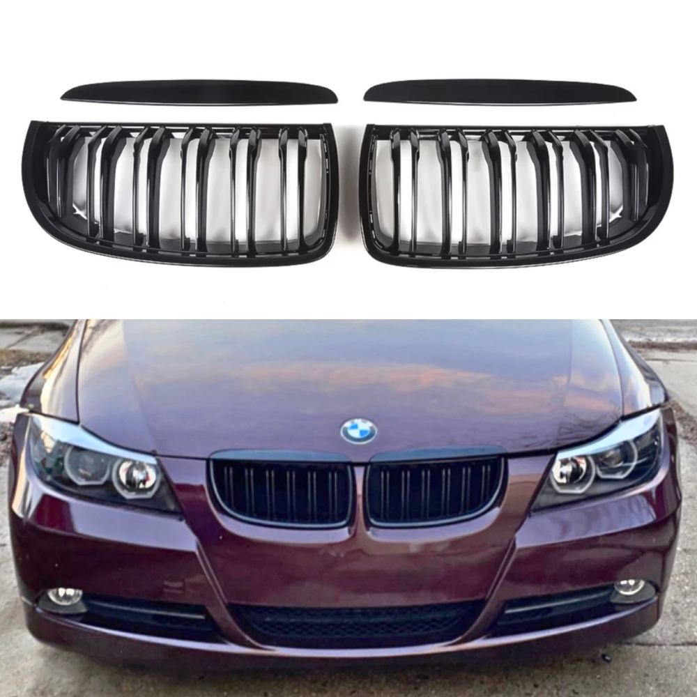 Gloss Black M-Style Front Grills for BMW E90 Pre-LCI – Inline Six Auto