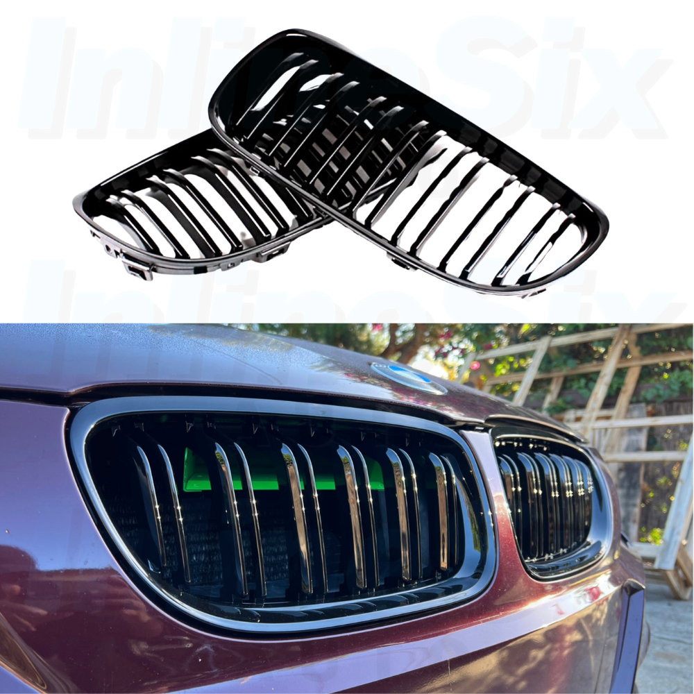 Gloss Black M-Style Front Grills For BMW E90/E91 3-Series LCI – Inline ...