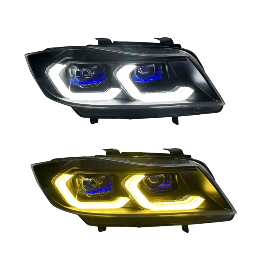 LED G-Style White/Yellow Switchback DRL Headlights for BMW E90/E91 3-S ...